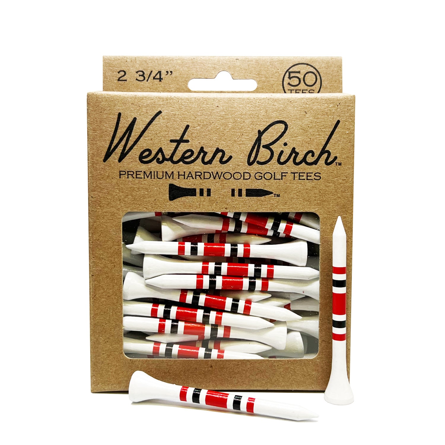 "Southern Fury 2" White Striped Golf Tee – Western Birch Golf Company